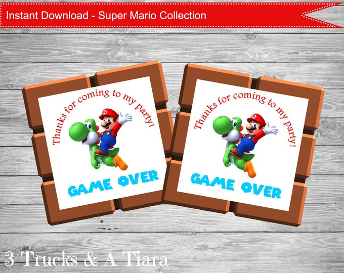 INSTANT DOWNLOAD File - Super Mario Tags , Super Mario Bros Thank You ...