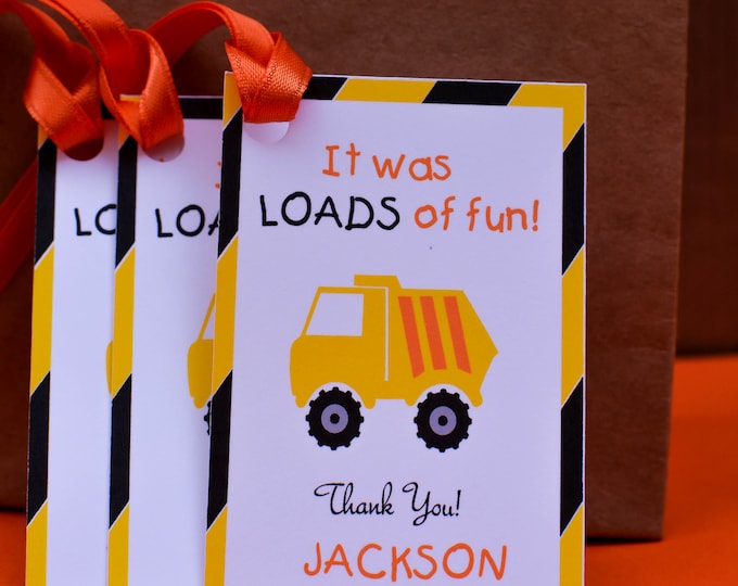 Handcrafted or DYI Digital Construction Birthday Party Favor Tags ...