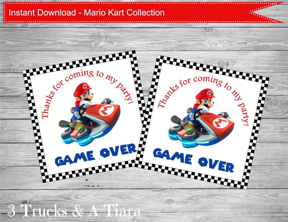 INSTANT DOWNLOAD file Mario Kart Tags Mario Kart Thank | Etsy