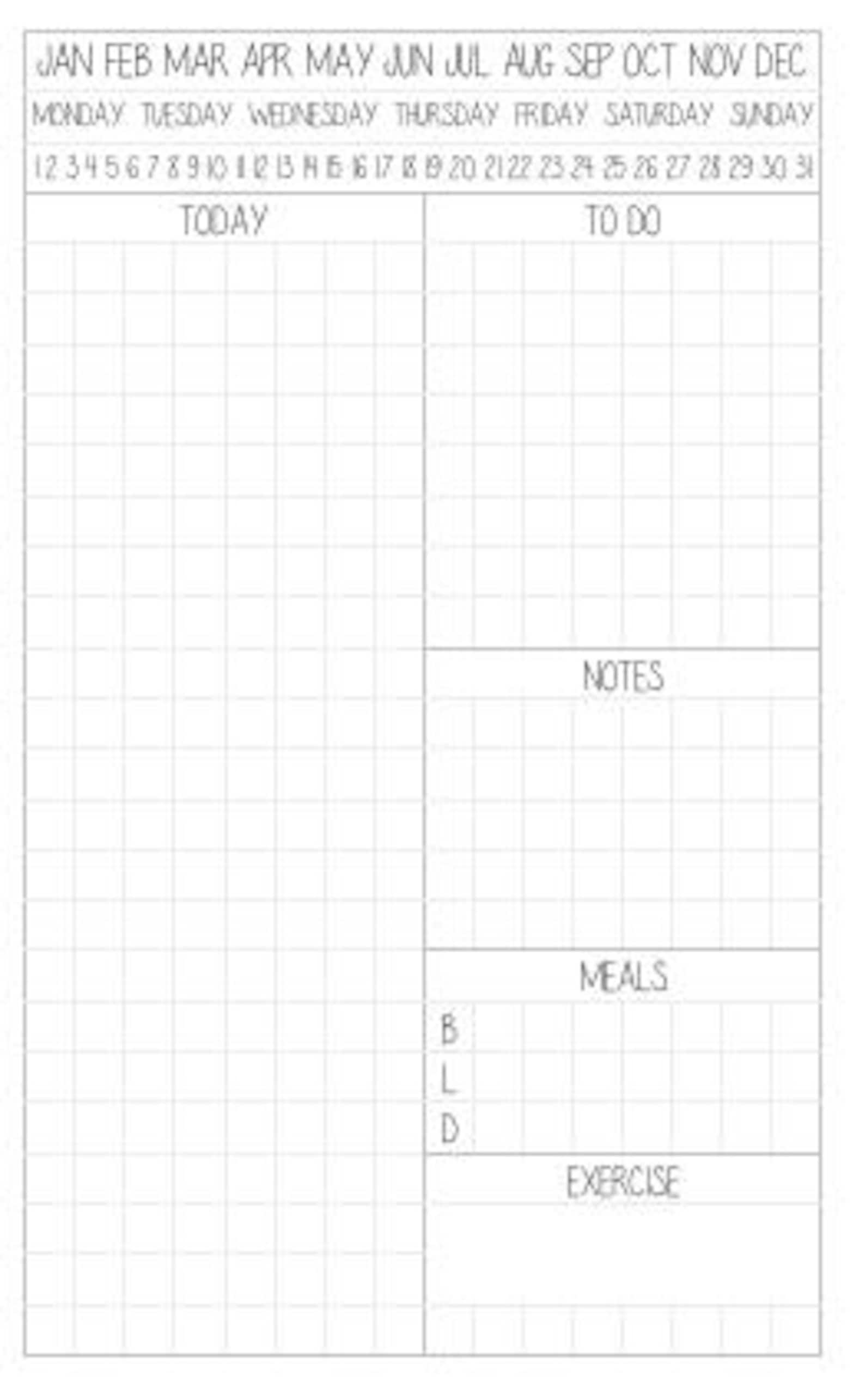 Digital Pocket Size Undated Daily Grid Style Inserts With Sections - Etsy