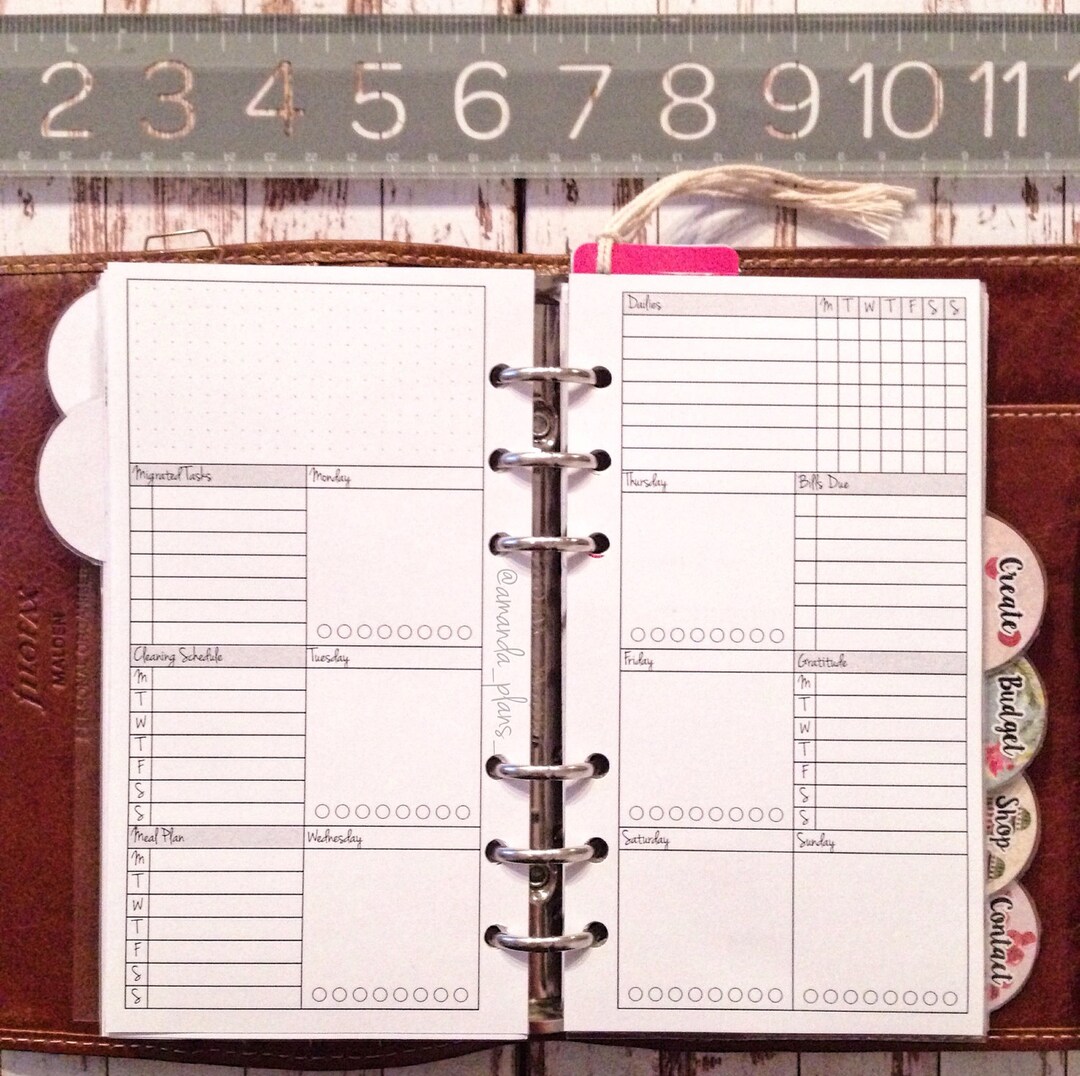 Digital Personal Size Undated Bujo Style WO2P Inserts - Etsy