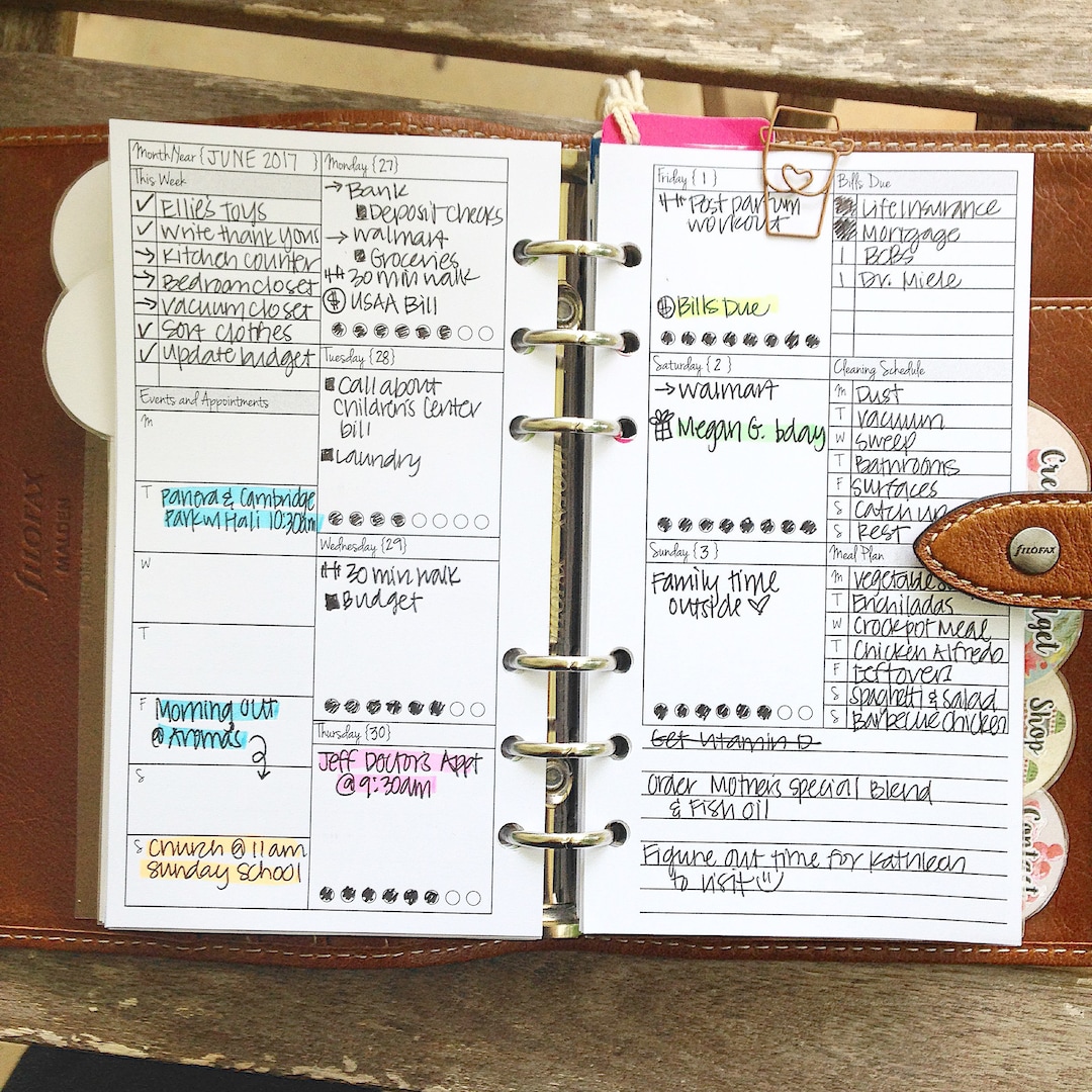 Digital Personal Size Undated Vertical Bujo Style WO2P Inserts With ...