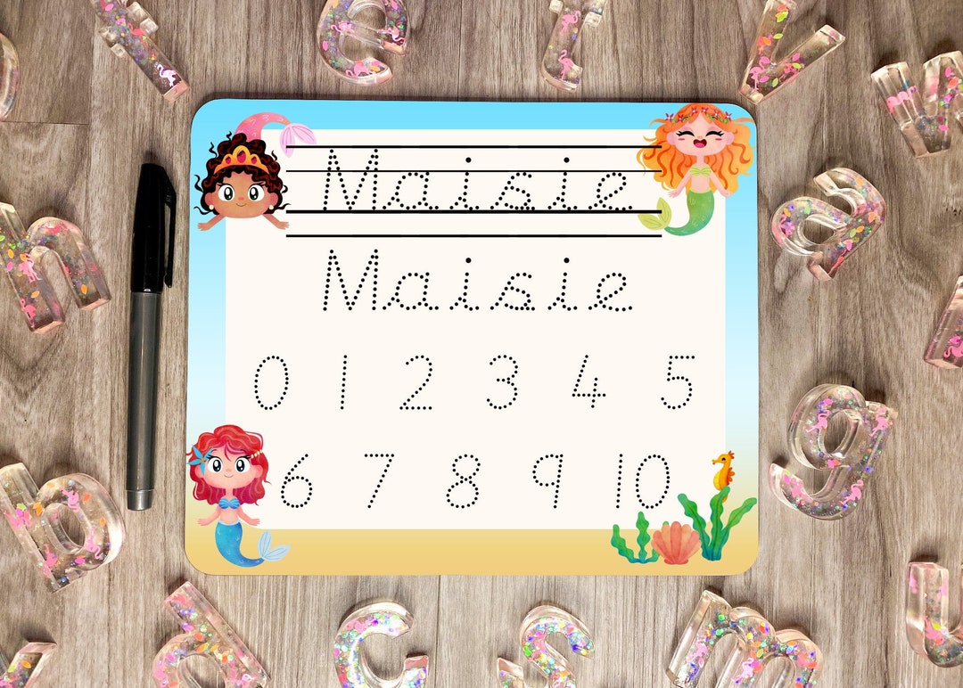Mermaid Pre Cursive Name & Number Practice Handwriting - Etsy UK