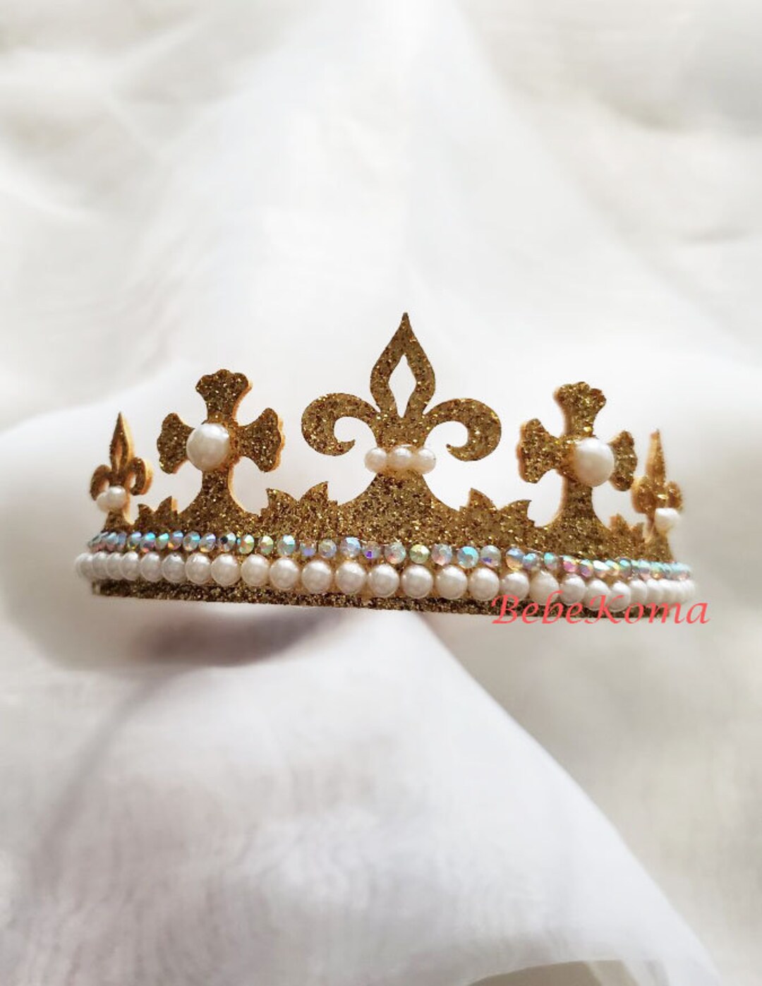 Princess Crown, Kids Girls Tiara, Glitter Felt Crown, Pearl Crown ...