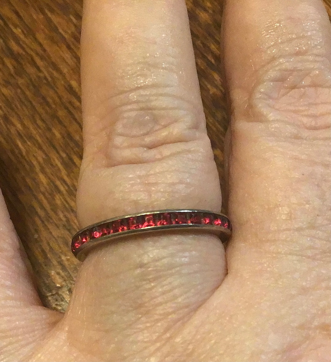 Trifari Sterling Silver Red Stone Eternity Vintage Ring Size 7.5 - Etsy