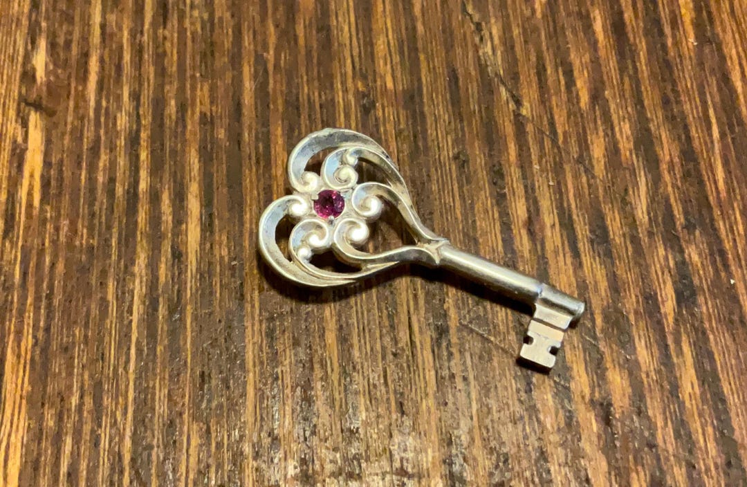 Vintage Franklin Mint Ruby Heart Key Sterling Silver Pendant - Etsy
