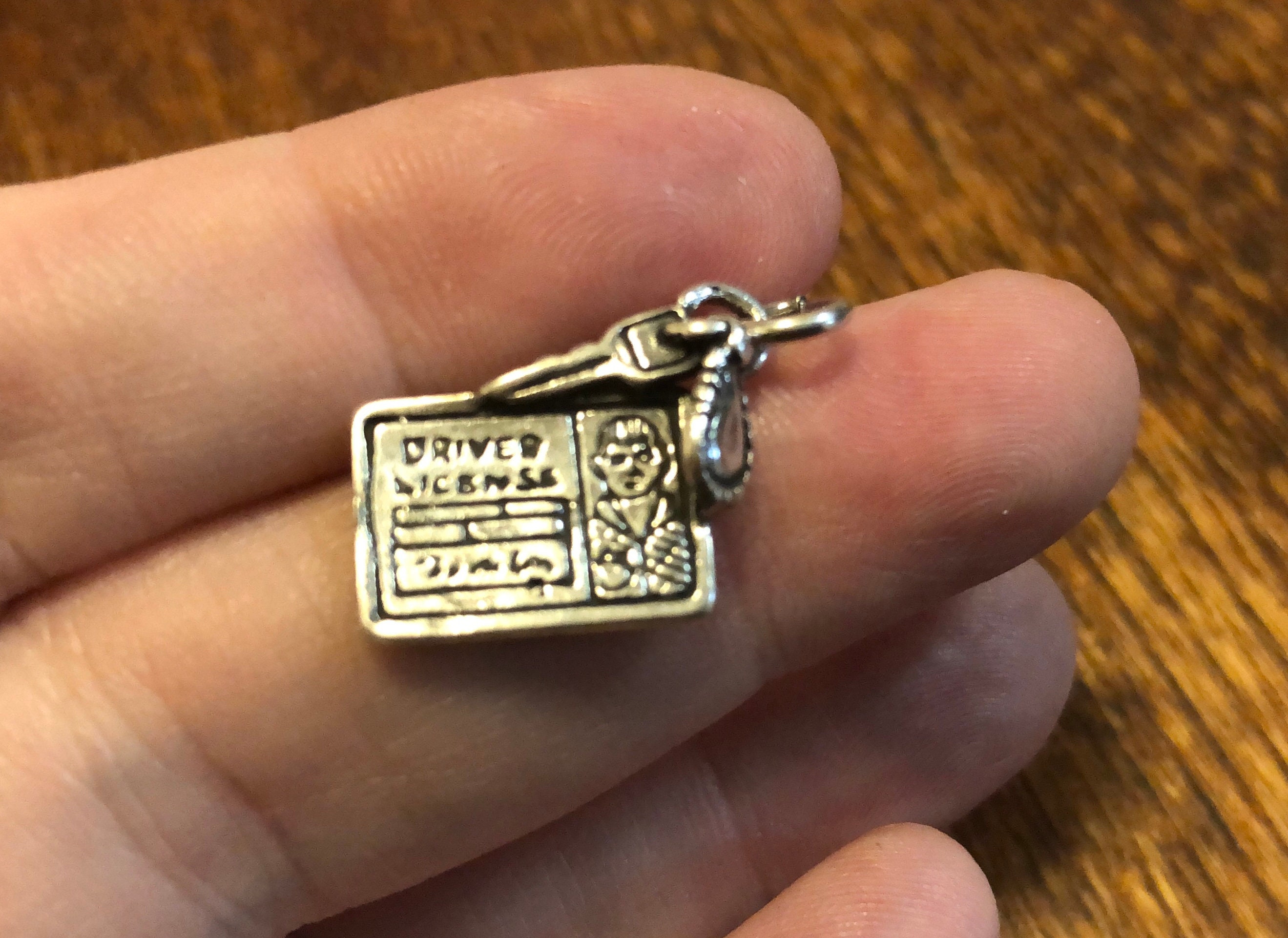 Sterling Drivers License and Keys Charm - Etsy