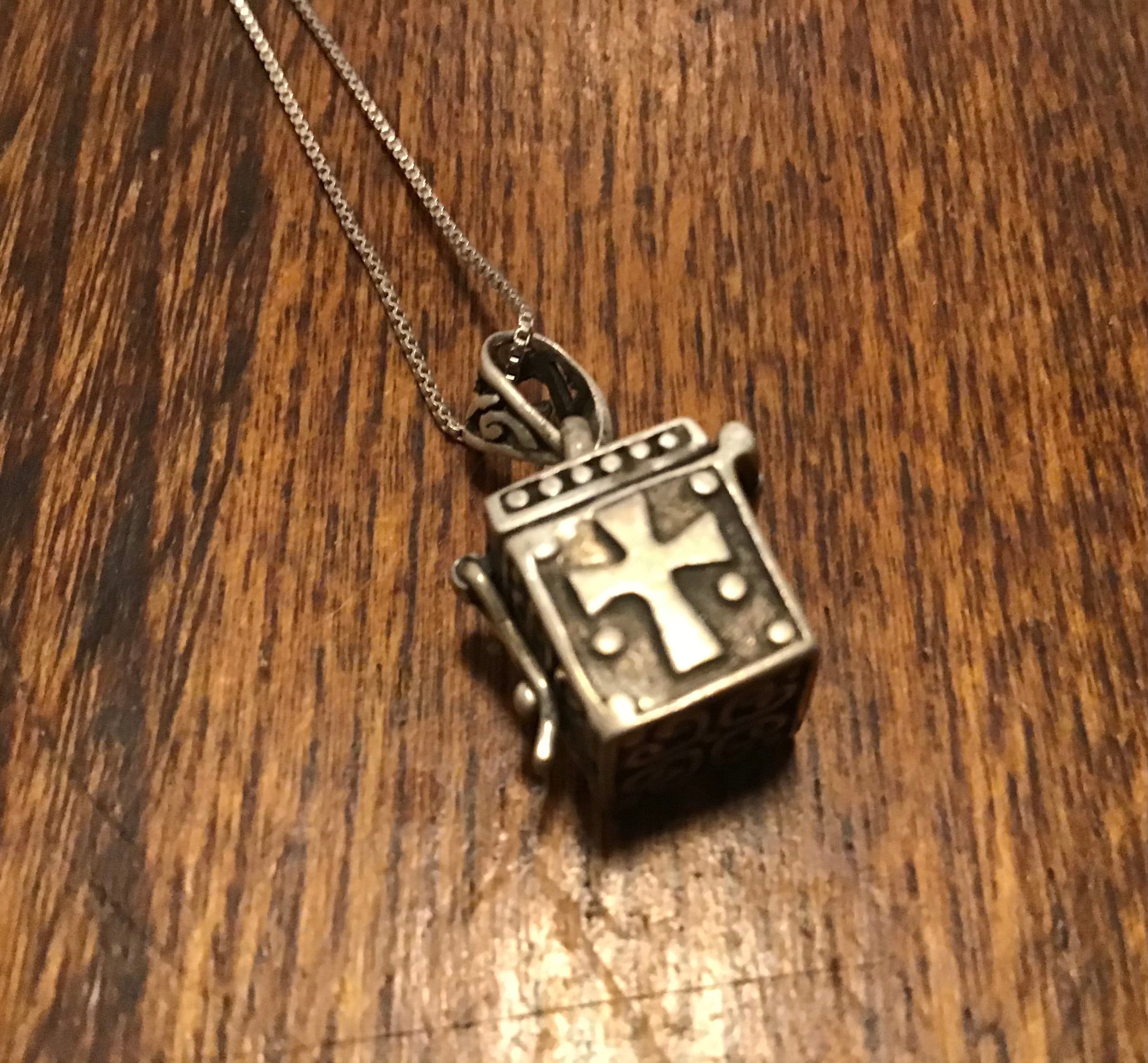 Sterling Silver Prayer Box Pendant and Chain Vintage - Etsy