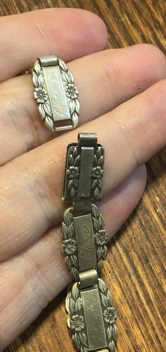 Sterling World War II era Forget me not bracelet 7.5 … - Gem