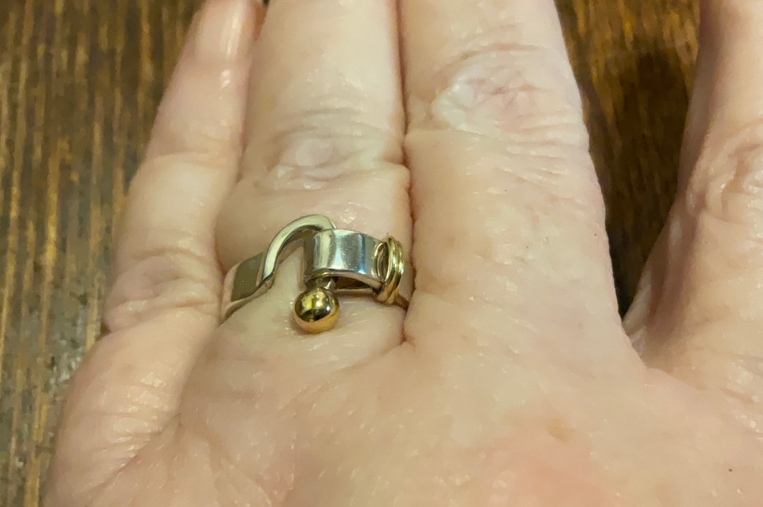 Tiffany and Co 925 Sterling Silver & 18k Gold Hook Eye Ring Size 6 - Etsy