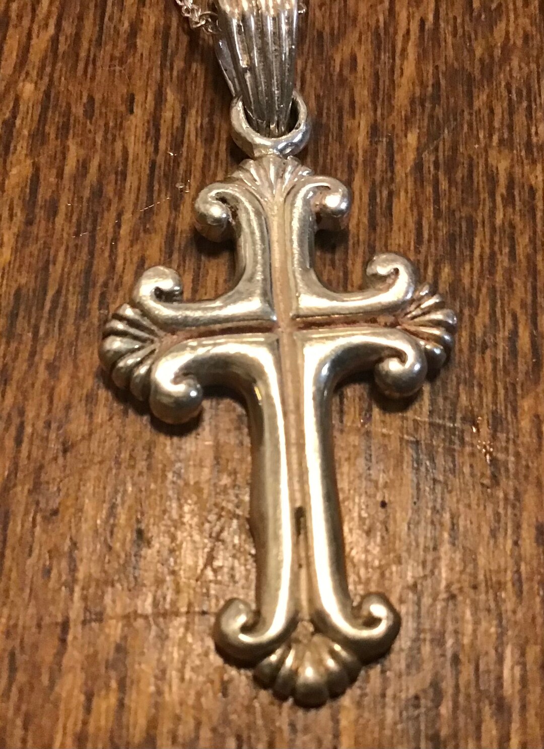 Sterling Fancy Cross and Chain - Etsy