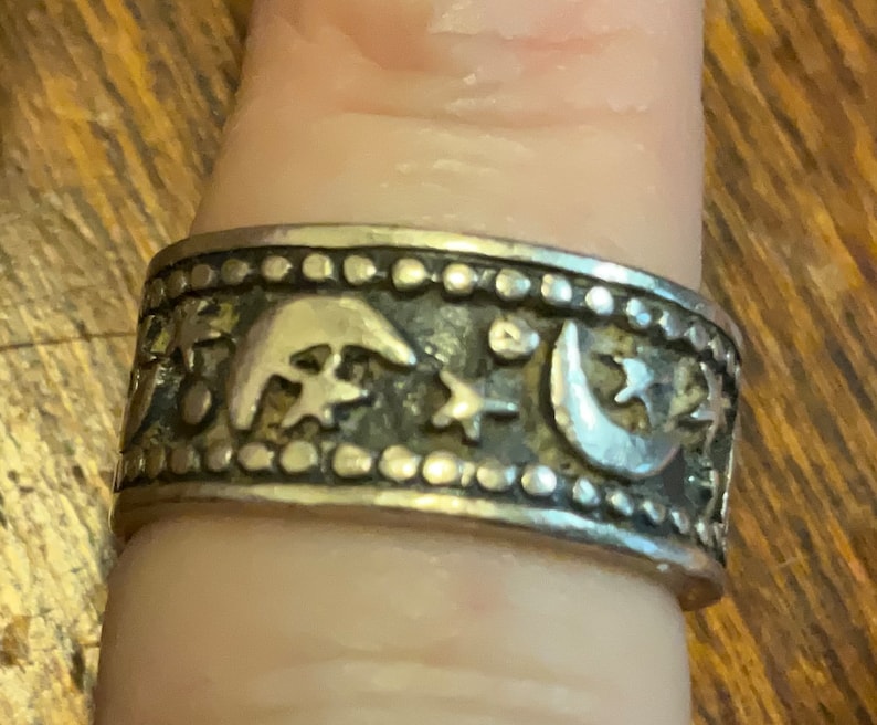 Sterling Moon and Stars, Band Ring Size 5.75. - Etsy