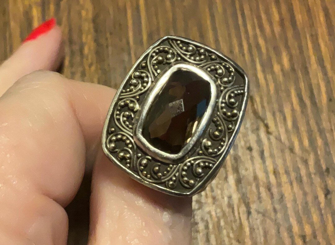 Lois Hill, Sterling, Silver Smoky Quartz, Heavy Ring Ring Size 7 - Etsy