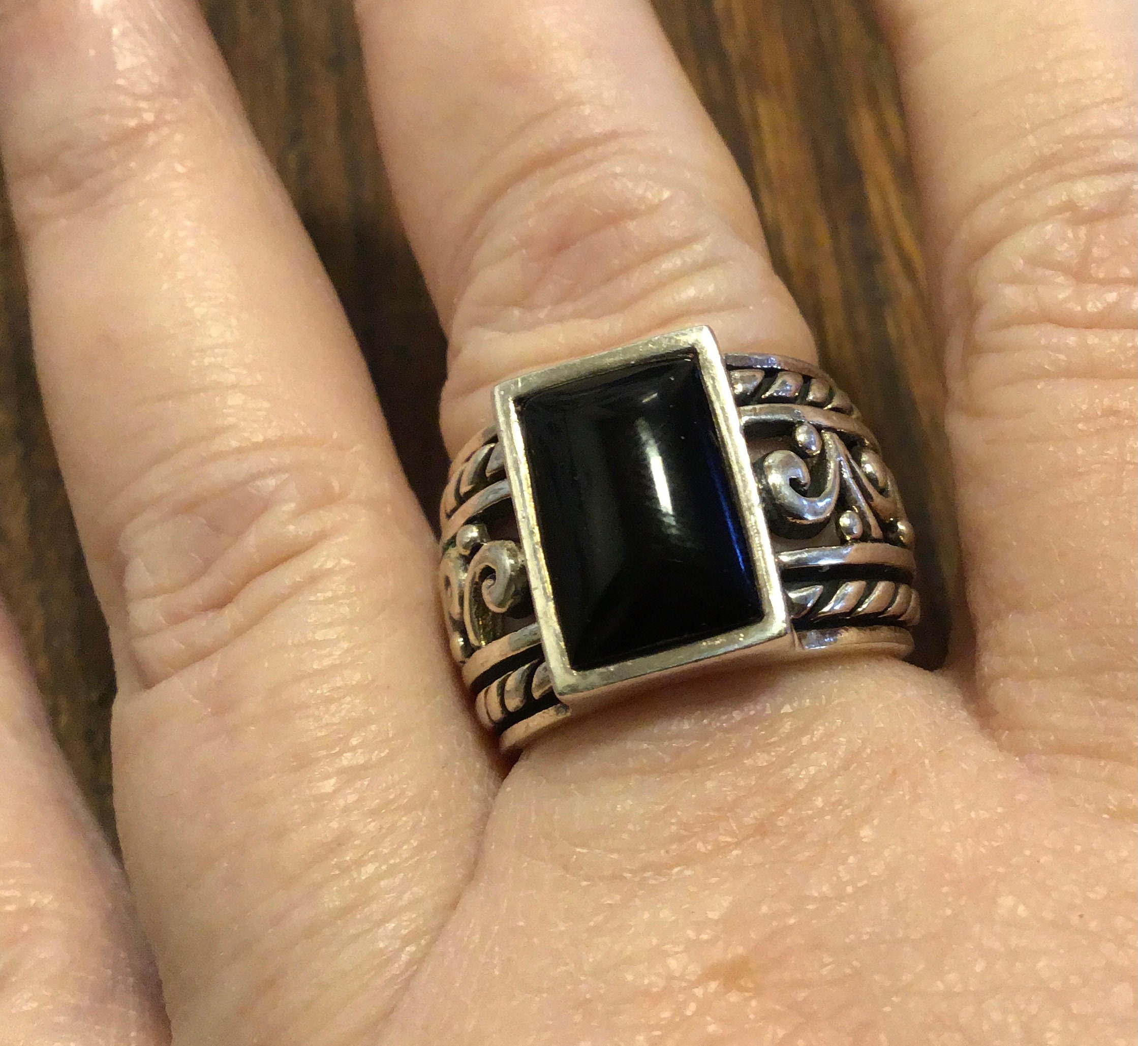 Silpada Sterling Silver Onyx Filigree Scroll Ring Size 8 - Etsy