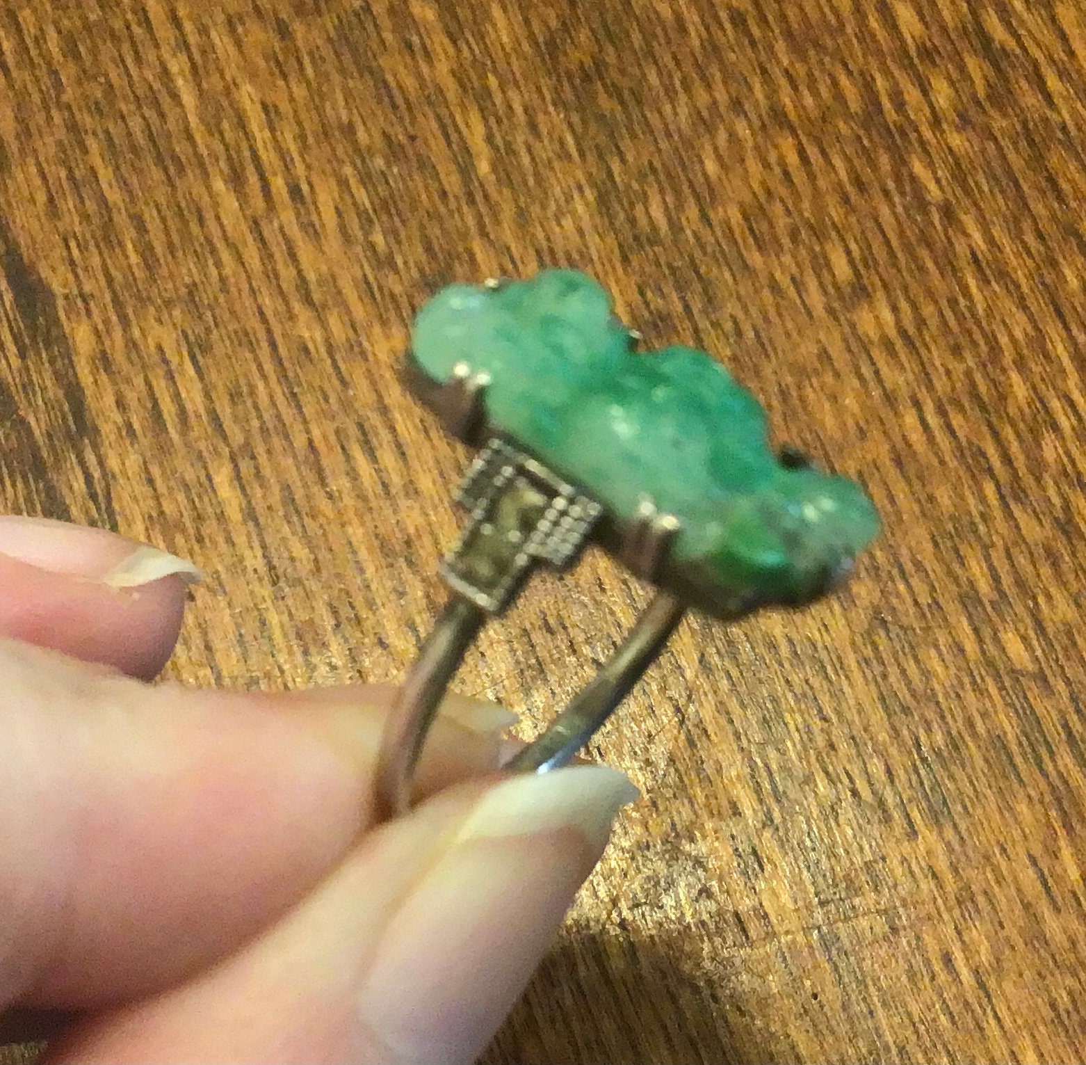 Art Deco Carved Jade Sterling Silver Marcasite Ring Size 8 - Etsy