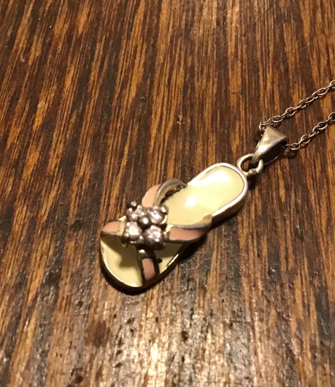 Vintage Sterling Enamel Sandal Pendant and Sterling Chain - Etsy Sweden
