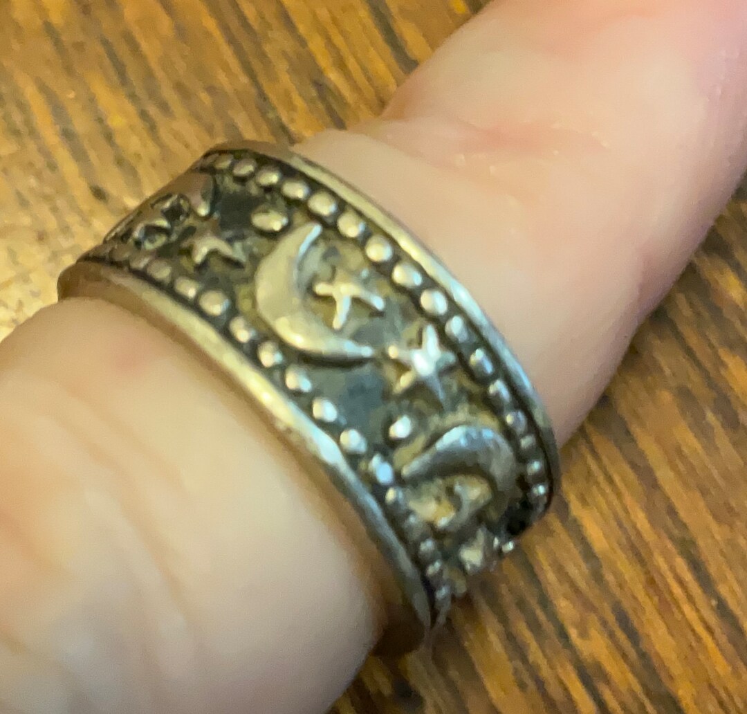 Sterling Moon and Stars, Band Ring Size 5.75. - Etsy