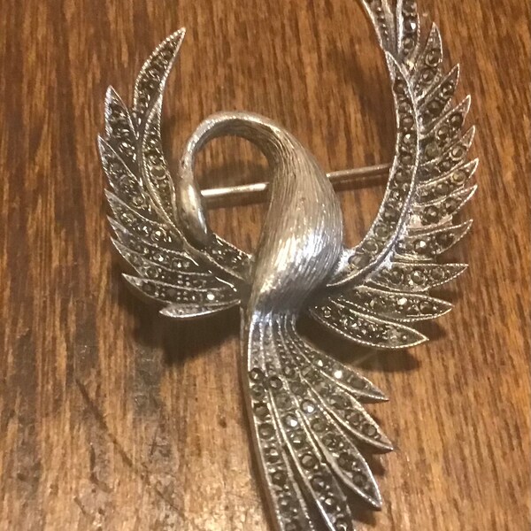 Swan Marcasite Pin - Etsy