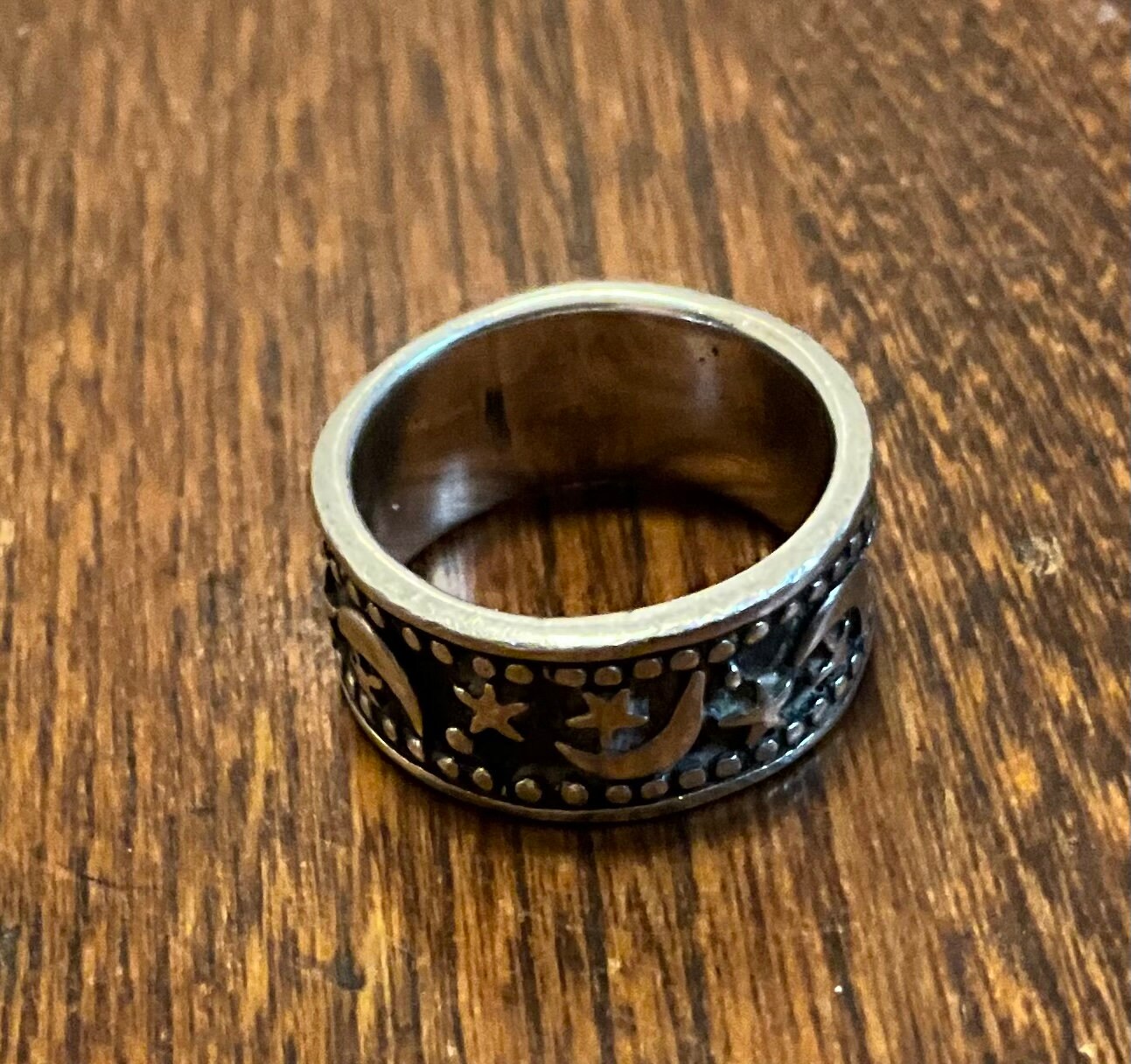 Sterling Moon and Stars, Band Ring Size 5.75. - Etsy