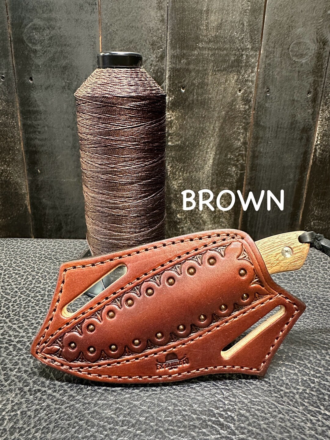 CUSTOM Pancake Knife Sheath With EDC Knife - BROWN / Crossdraw Holster ...