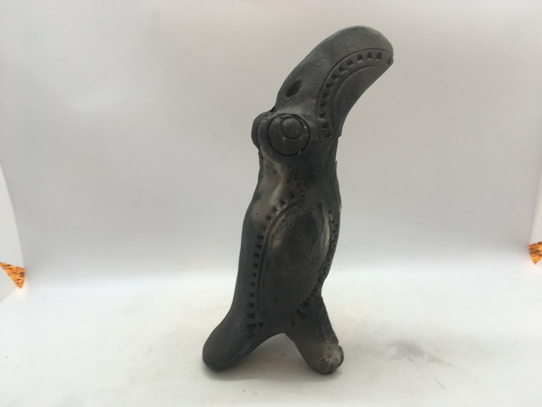 Vintage Black Terracotta Clay Toucan Bird Flute Whistle Made - Etsy