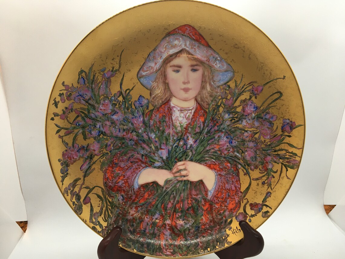 Edna Hibel Collector Plate iris 1986 Plate - Etsy UK