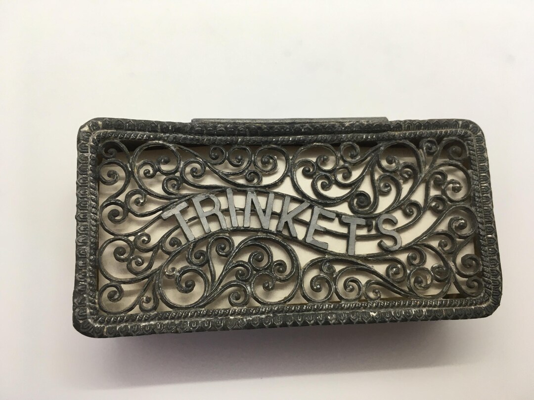 Antique Silver Colored Metal Trinket Box - Etsy