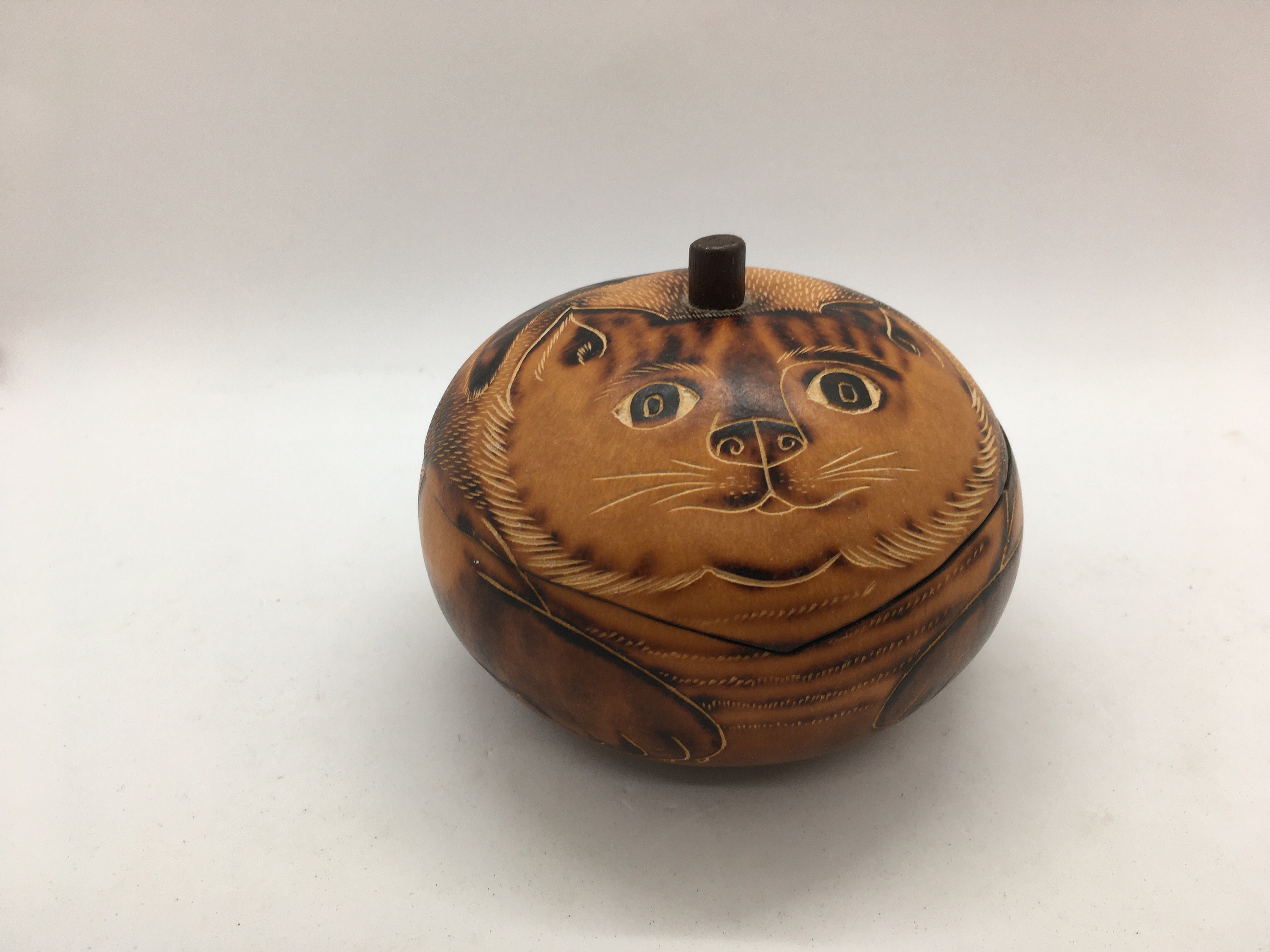 Vintage Hand Painted Cat Gourd Art - Etsy