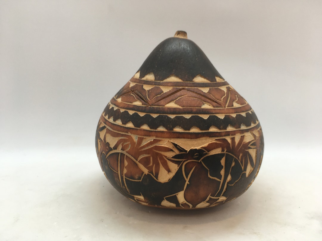 Peruvian Gourd With Llamas and Herder ~ Peru South America ~ 3.5" X 3. ...
