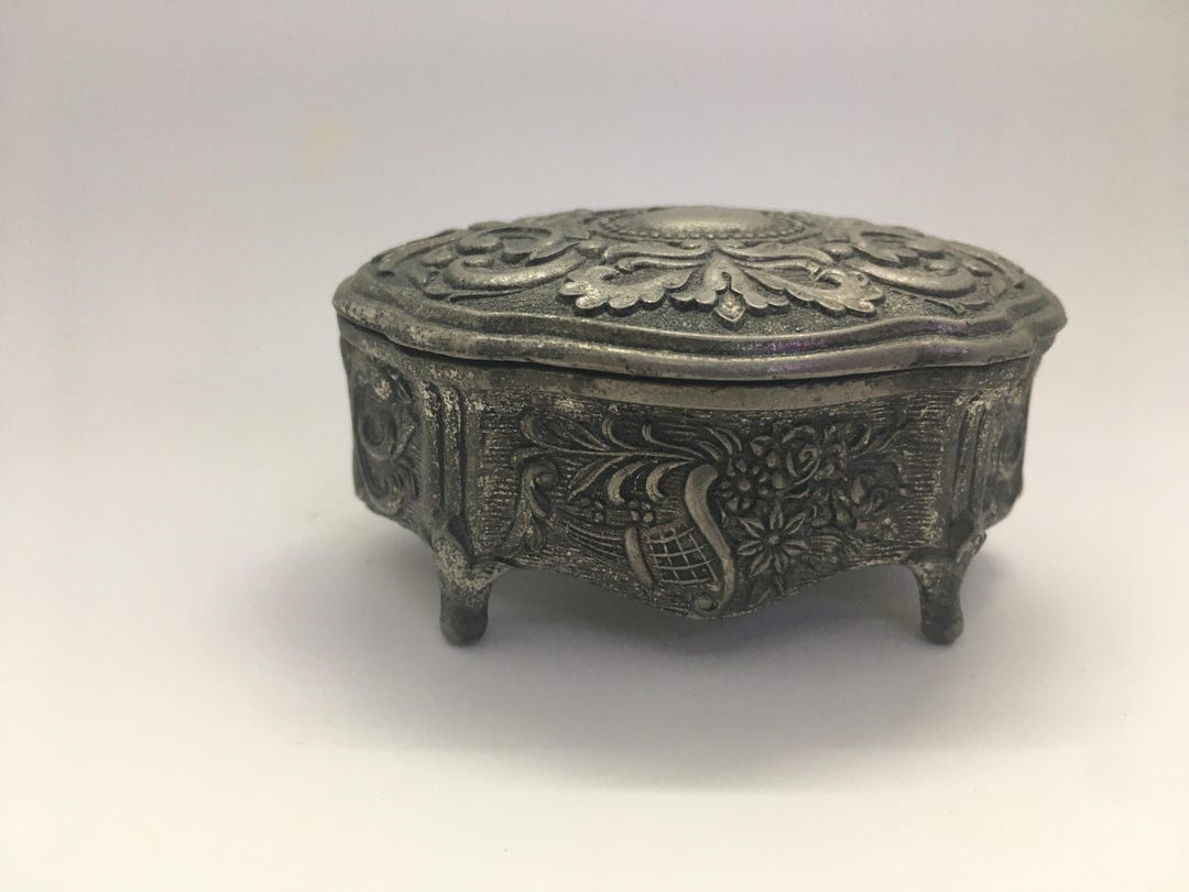 Vintage Japanese Silver Colored Metal Trinket Jewelry Box - Etsy