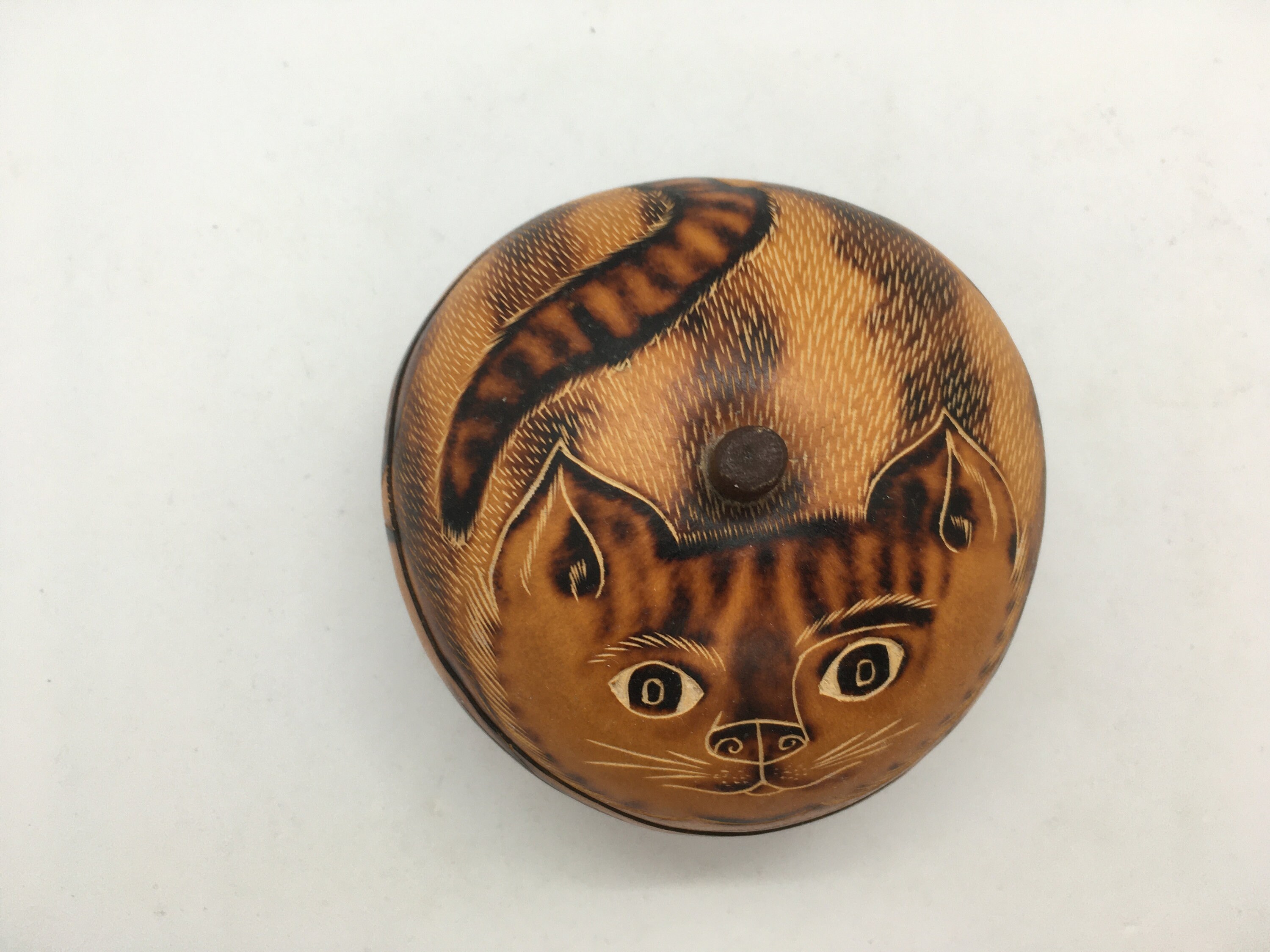 Vintage Hand Painted Cat Gourd Art | Etsy