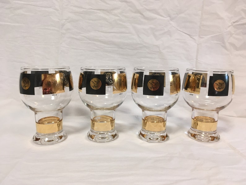 Vintage Federal Glass Beer Glasses: MCM Coin Pattern Barware, Set of 4 ...