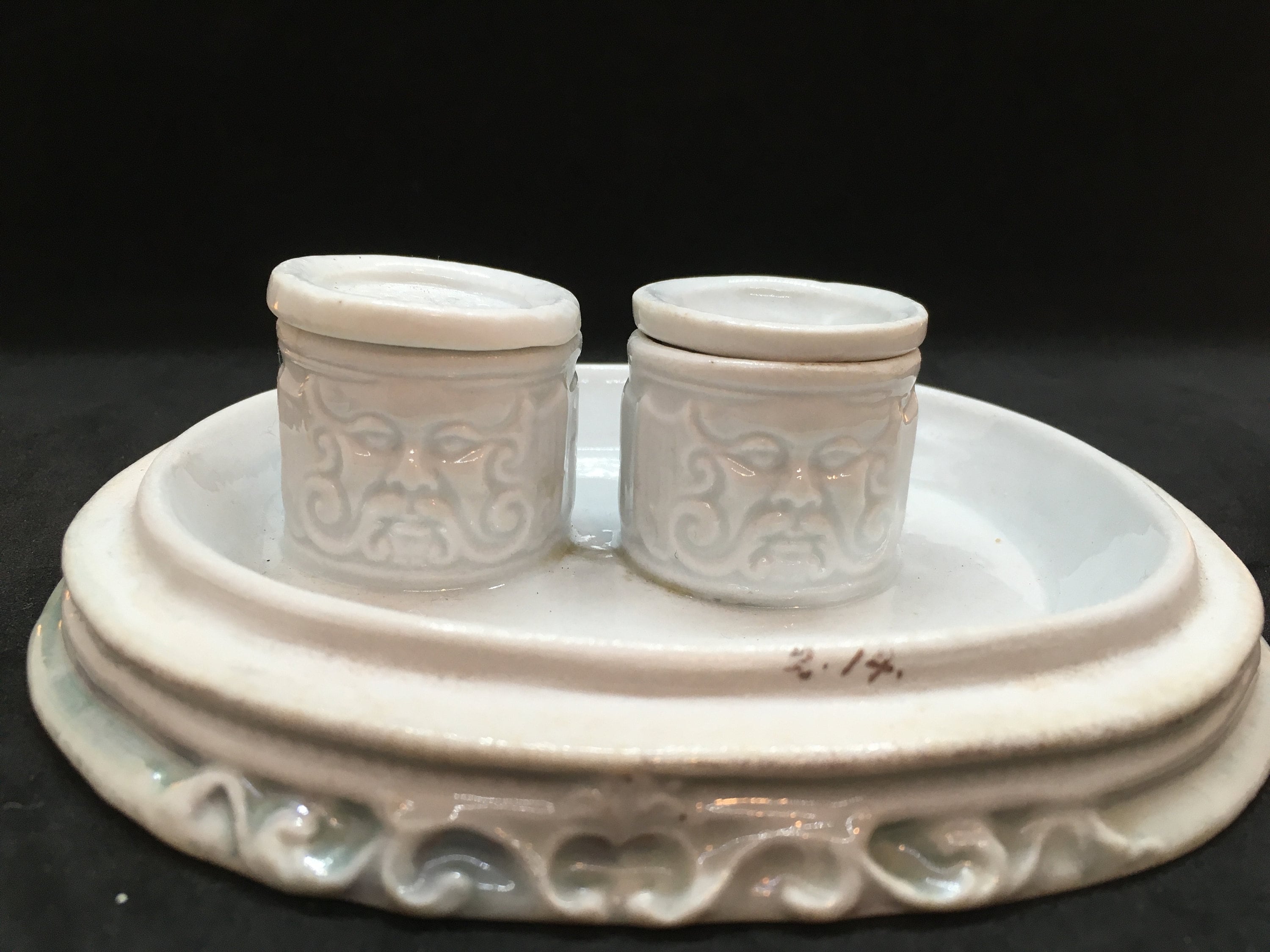 Antique Porcelain Double Inkwell Male Faces ~ French 18th C Style - Etsy