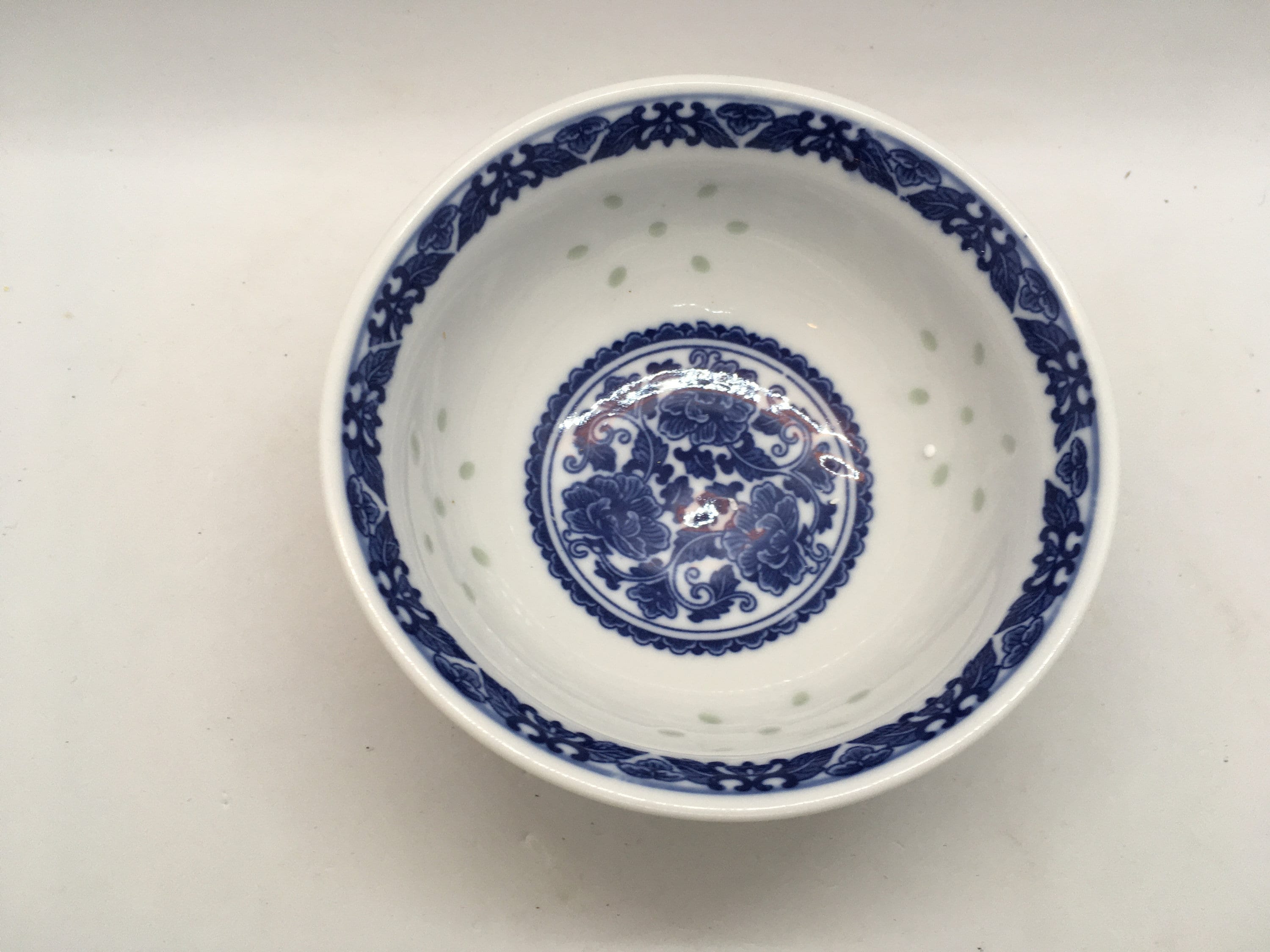 Vintage Chinese Porcelain Blue and White Rice Grain Pattern | Etsy