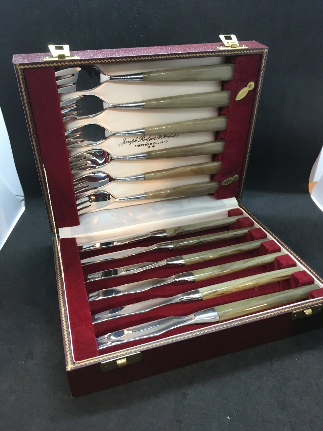 Art Deco Celluloid Handle Knife and Fork Set: Joseph Rodgers Sheffield ...