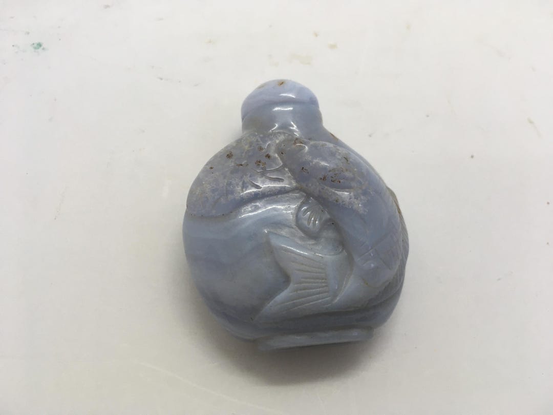 Chinese Opal Stuff Bottle With Carved Fish and Lotus - Etsy
