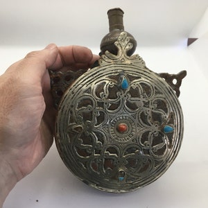 Vintage Moroccan Gunpowder Flask With Stone or Colored Glass Inserts - Etsy