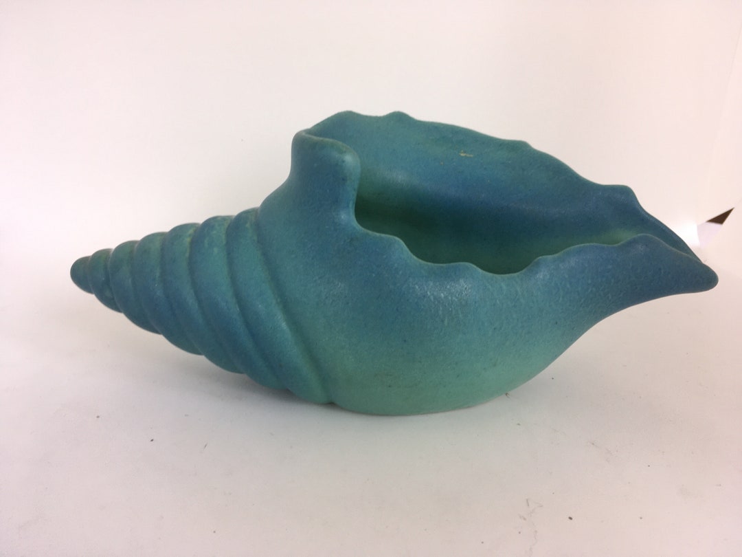 Vintage Van Briggle Conch Shell Blue Glaze Pottery Vase Sculpture - Etsy