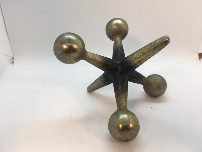 Vintage MCM Style Cast Metal Silver Colored Jacks Paperweight Bookend ...