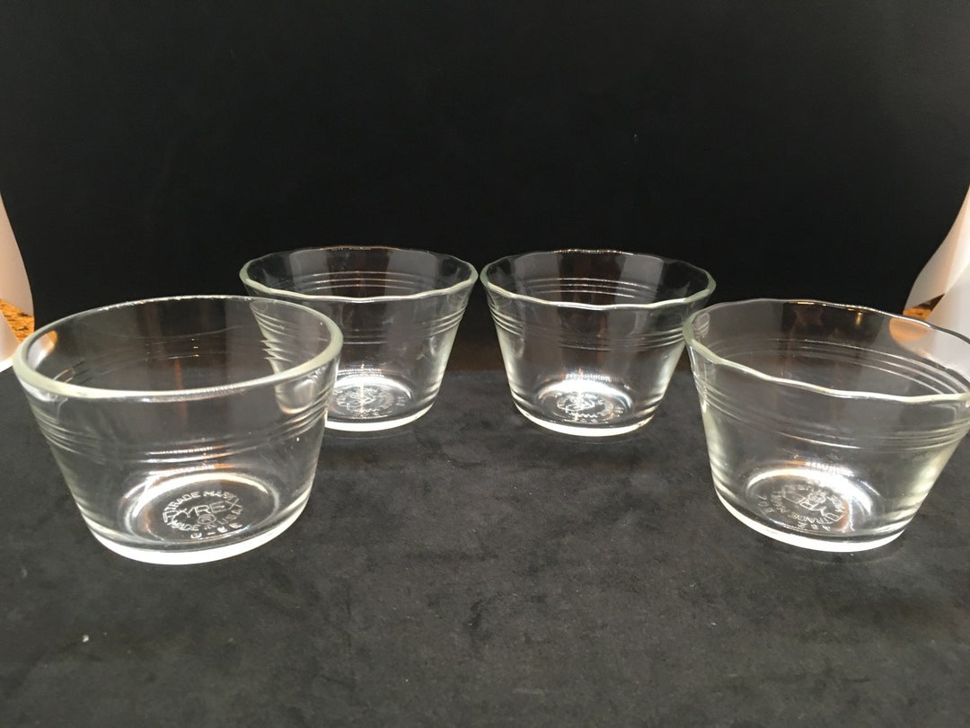 Vintage Clear Glass Pyrex Ramekins (4 Total) ~ 3 Scalloped Edge, 1 ...