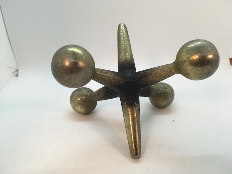 Vintage MCM Style Cast Metal Silver Colored Jacks Paperweight Bookend ...