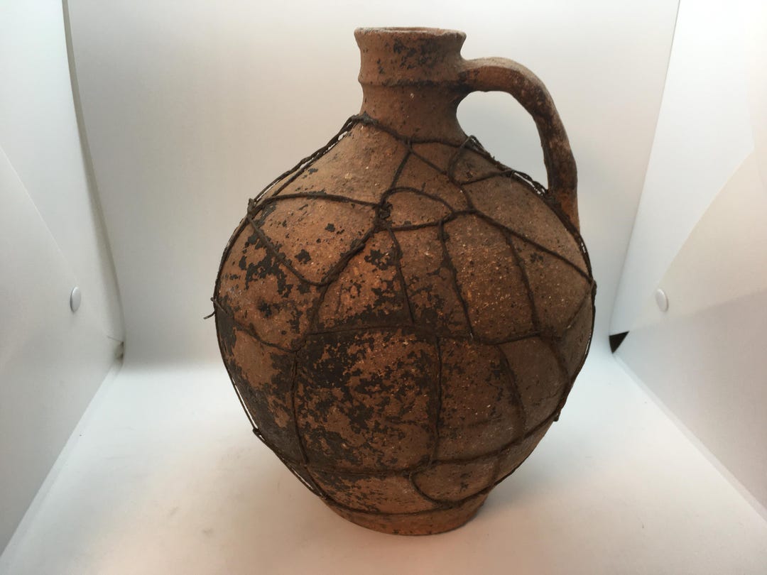 Open Fire Clay Cooking Pot From Ukraine ~ Ca 1920s ~ Wire Enmeshed (MD ...