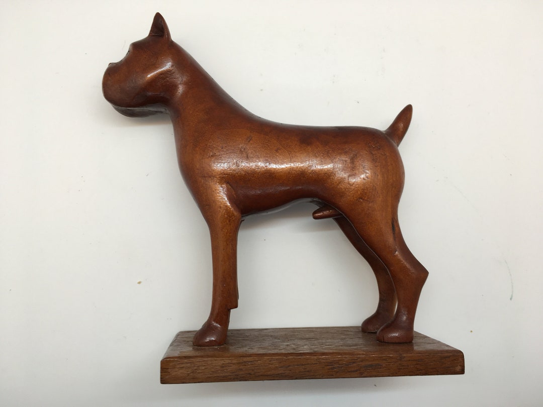 Hand Carved Wood Boxer Dog Folk Art - Signed D. Fulton 1973 (J1) - Etsy