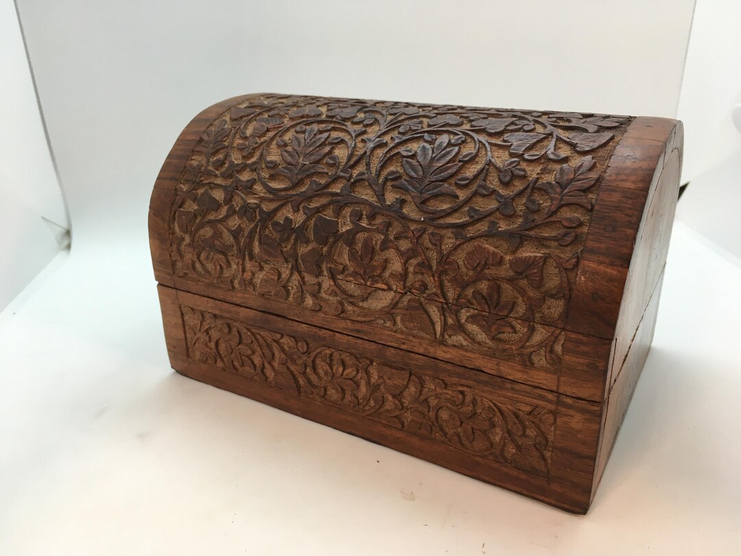 Hand Carved Wood Chest From India ~ 4.25" X 7" X 4-7/8" - Etsy