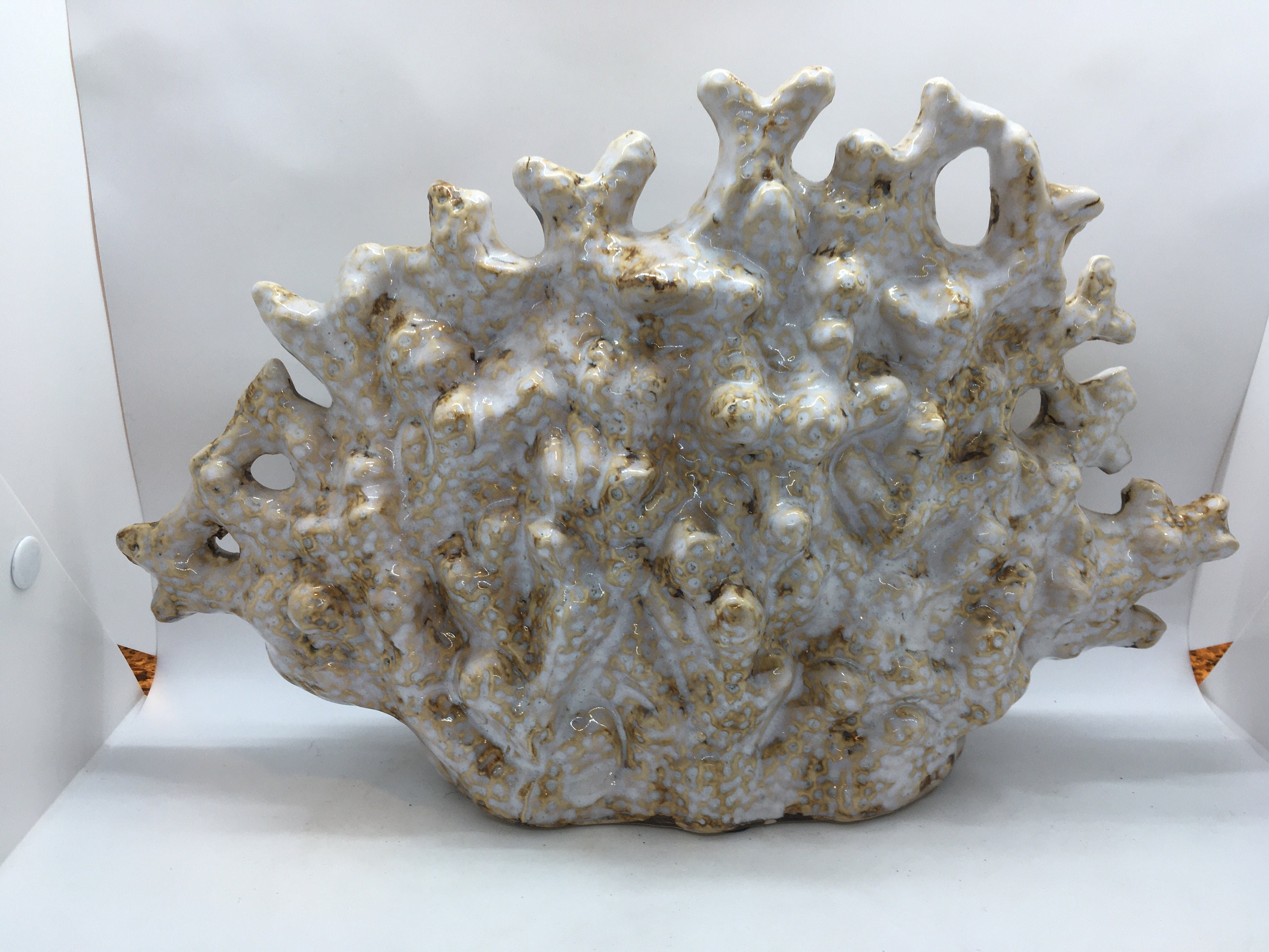 Cream and Gold Ceramic Coral Reef Sculpture Abstract | Etsy