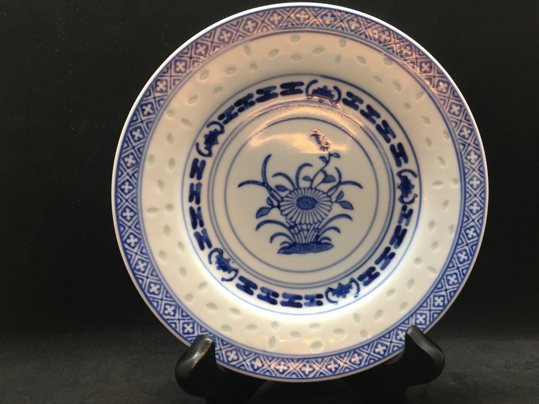 Chinese Rice Grain Salad Plate: Blue and White Wanyu Dessert Plate (6 ...