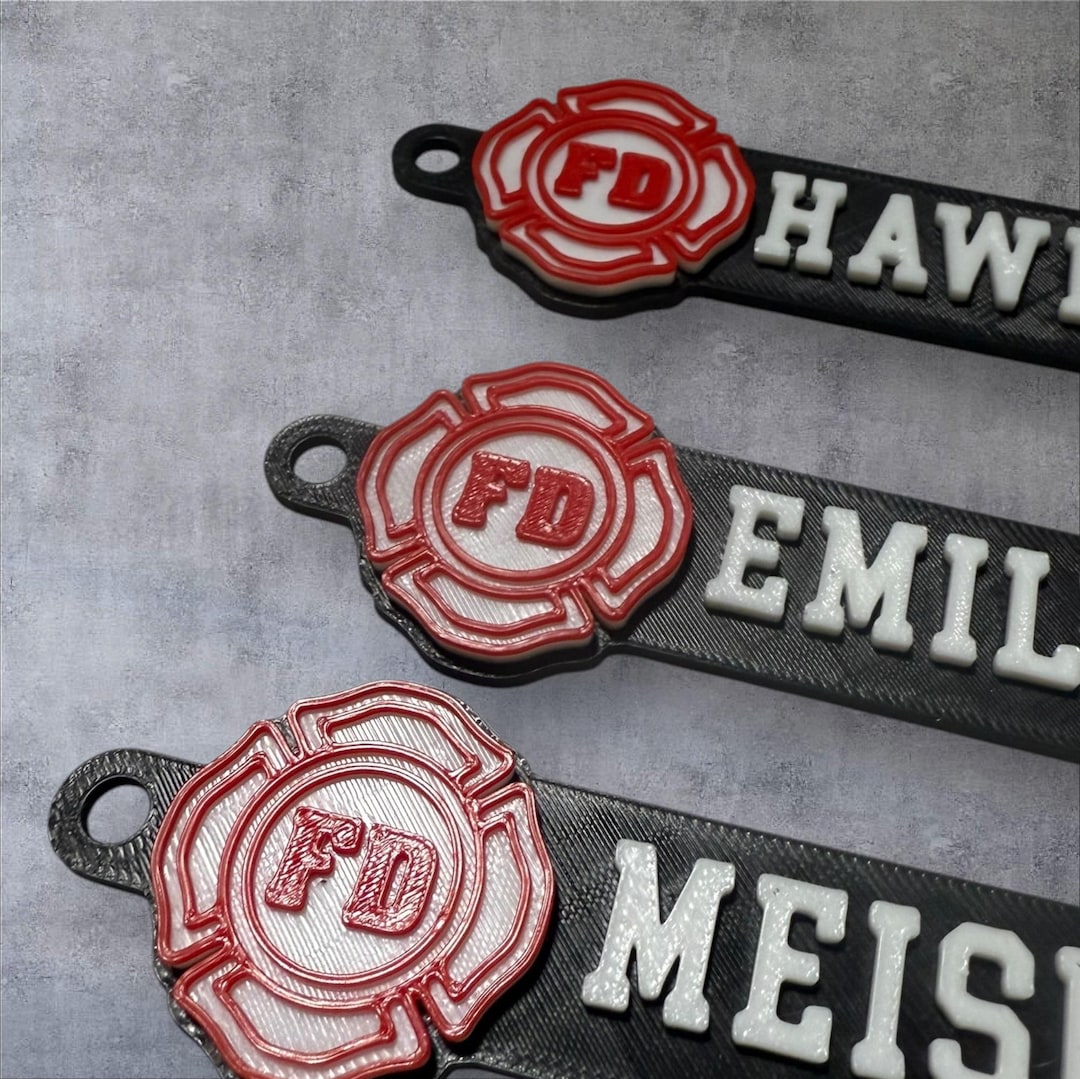 Personalized FIRE / FIREFIGHTER Keychain | Backpack Tags, 3D Printed ...