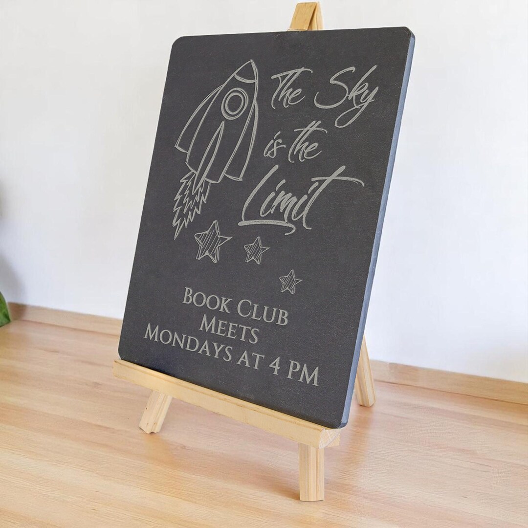 Custom Laser Engraved Wood / Slate Easel, Personalized Stone Decor ...