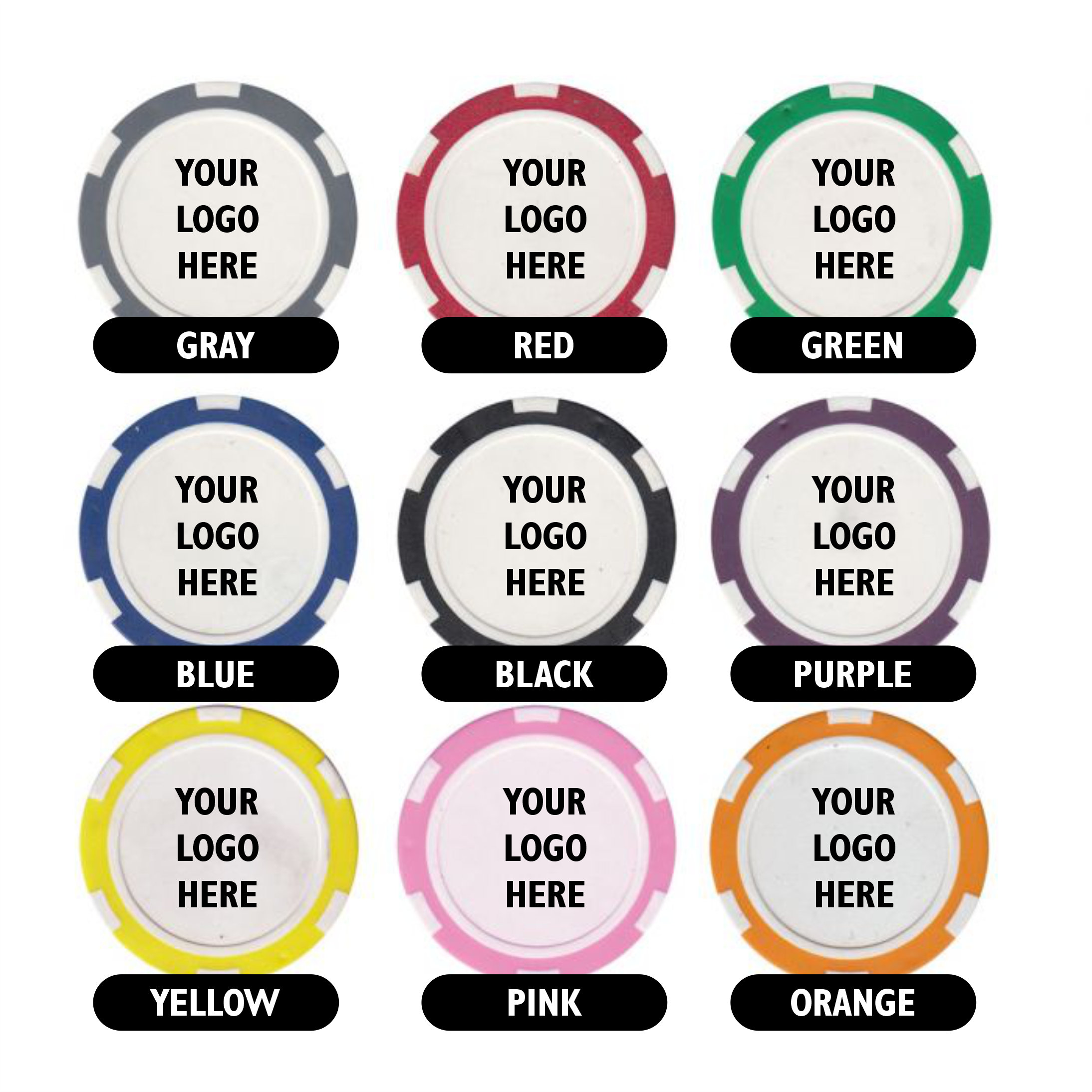 Custom Printed Logo or Copy Poker Chips Sets of 25 - Full Color Logo ...