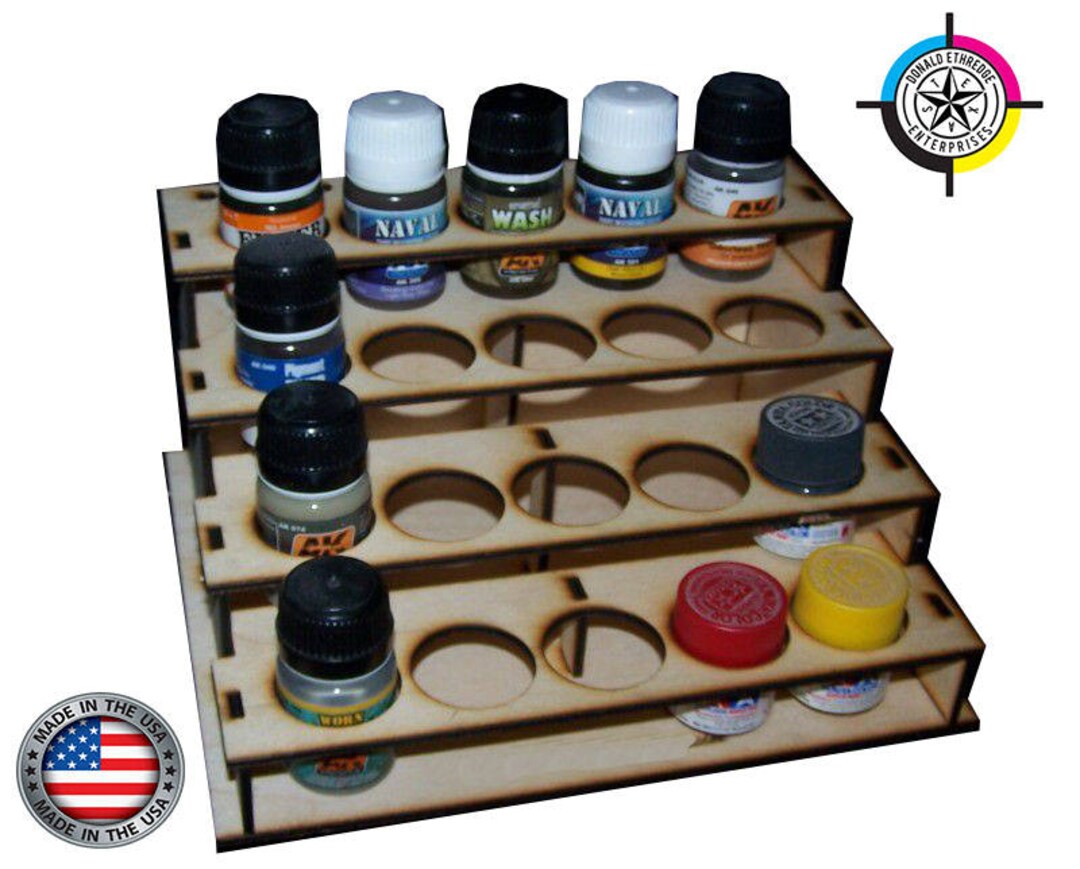 Wood Paint Bottle Rack Organizer for AK Interactive - 20 Bottle Version ...